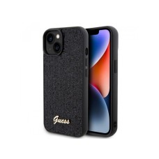 Guess Maska za iPhone 15 DISCO SCRIPT METAL BLACK