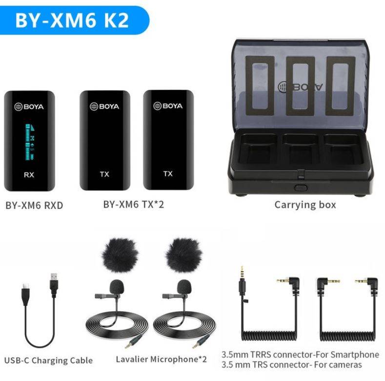 Boya BY-XM6-K2 2.4GHz Ultra-compact Wireless Microphone System Kit