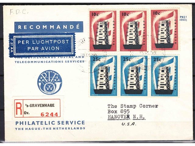 Holandija 1956 Evropa R koverta prvi dan putovala