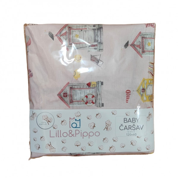 Lillo&Pippo čaršav lastiš, Kućice, 60x120cm