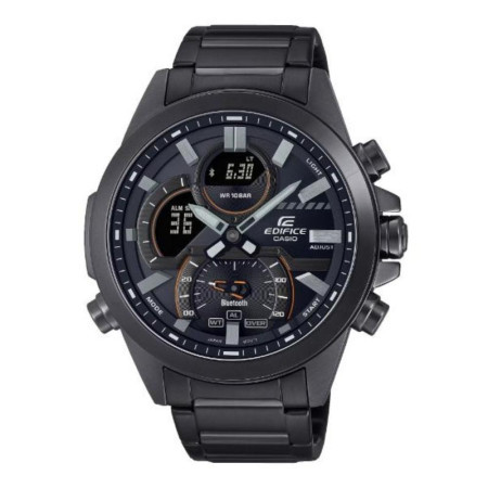 Muški casio edifice crni sportsko elegantni ručni sat sa crnim metalnim kaišem ( ecb-30dc-1aef )