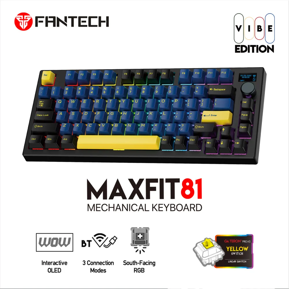 Tastatura Mehanicka Gaming Fantech MK910 RGB Vibe Maxfit 81 Grand Cobalt Wireless (Yellow switch)