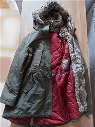 Ženska zimska jakna sa kapuljačom br. XL, tamno-ze