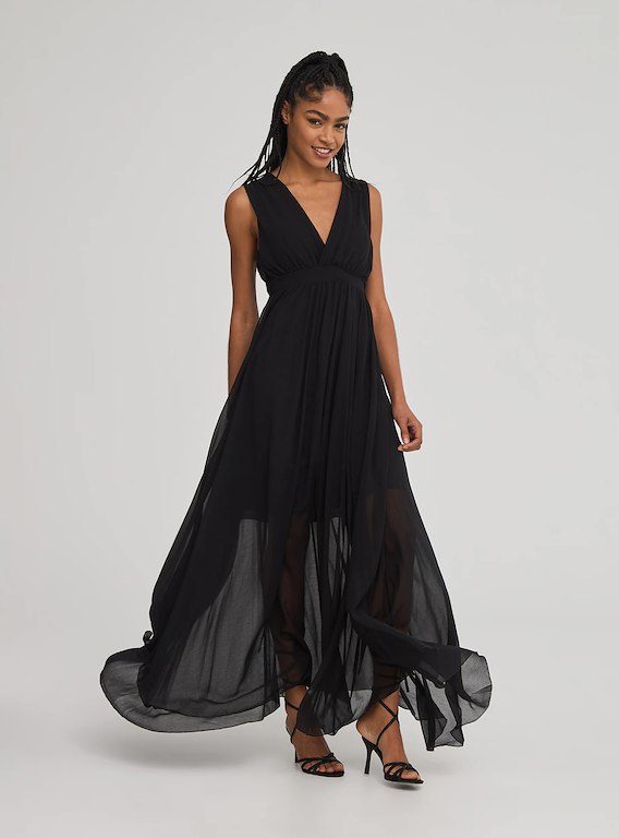 Jednobojna duga haljina Crna