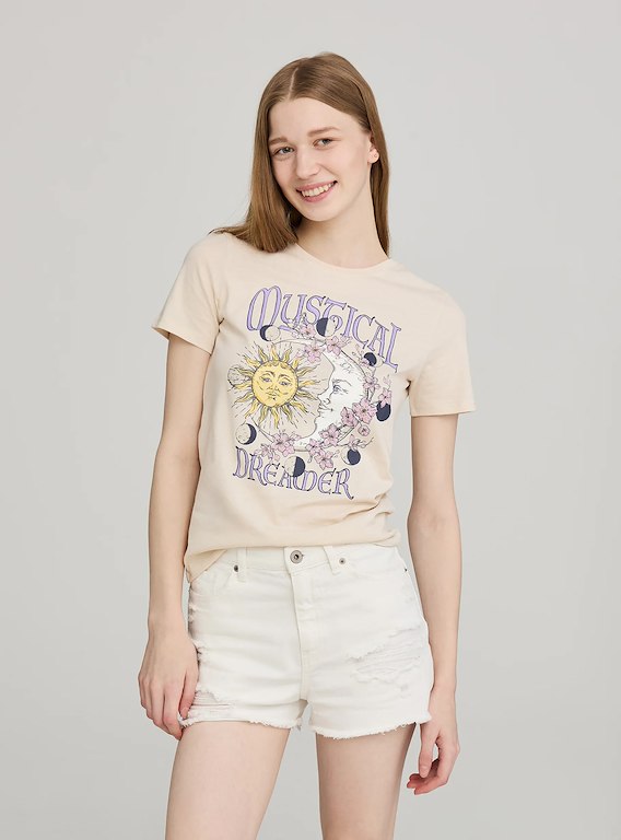 Majica sa printom sunce i mesec Slonovača