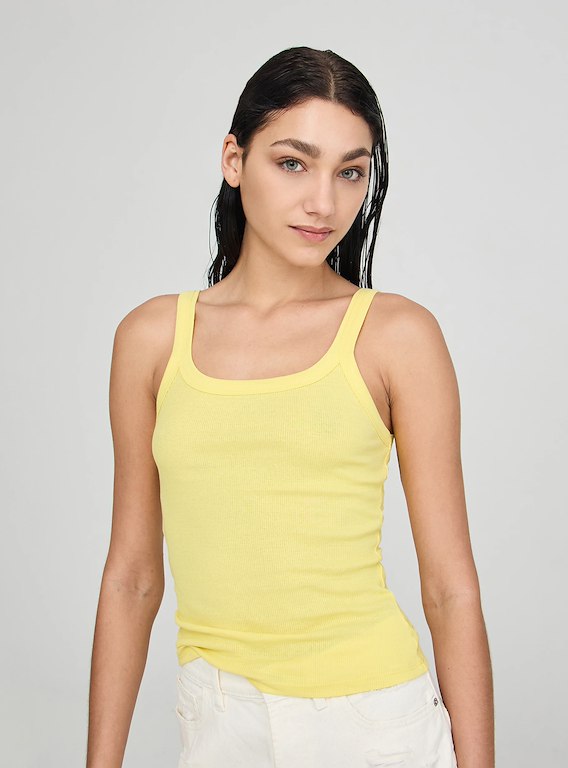 Jednobojna majica bez rukava Žuta