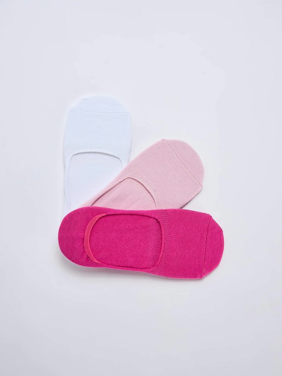 Pakovanje od 3 para jednobojnih veoma kratkih čarapa sa silikonom Var fuksija