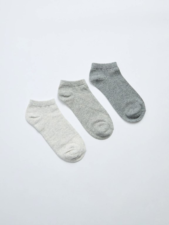 Pakovanje sa 3 para jednobojnih kratkih čarapa siva melanž