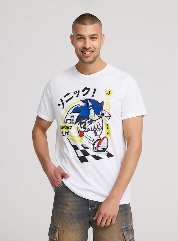 Majica sa štampom Sonic Optička bela