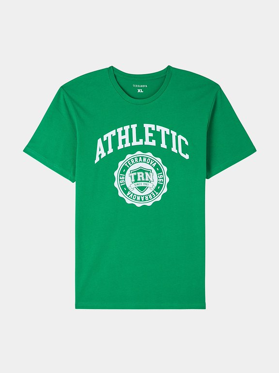 Majica sa koledž štampom Sportska zelena