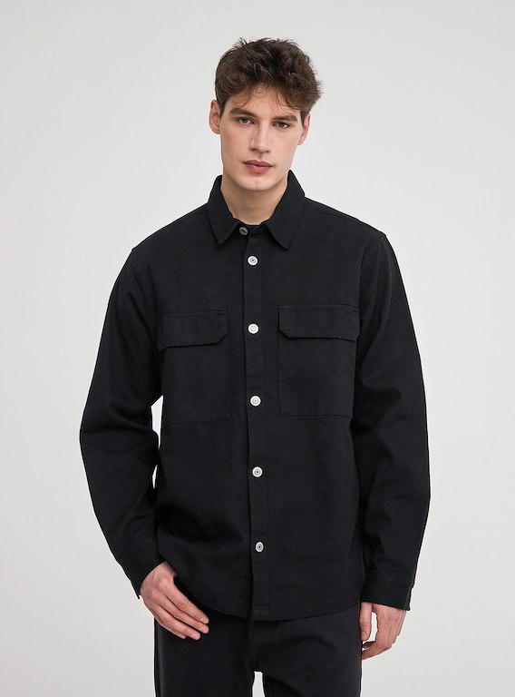 Jednobojna košulja-jakna Crna