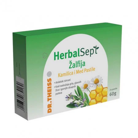 HerbalSept ŽALFIJA, MED i KAMILICA pastile 24 kom