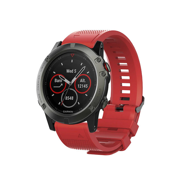 NARUKVICA SPORTY ZA GARMIN FENIX 3/5X/6X SMART WATCH 26MM TAMNO CRVENA