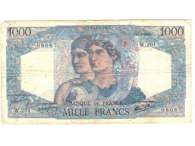 Francuska 1000 francs 21.2.1946