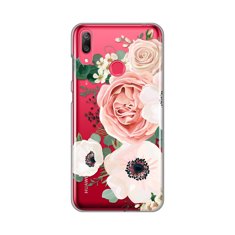 TORBICA SILIKONSKA PRINT SKIN ZA HUAWEI Y7 2019/Y7PRIME 2019 LUXURY PINK FLOWERS