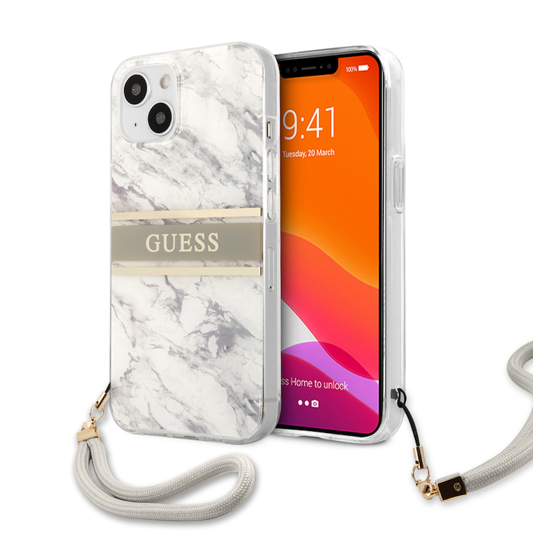 TORBICA GUESS MARBLE STRAP ZA IPHONE 13 6.1 SIVA (GUHCP13MKMABGR)