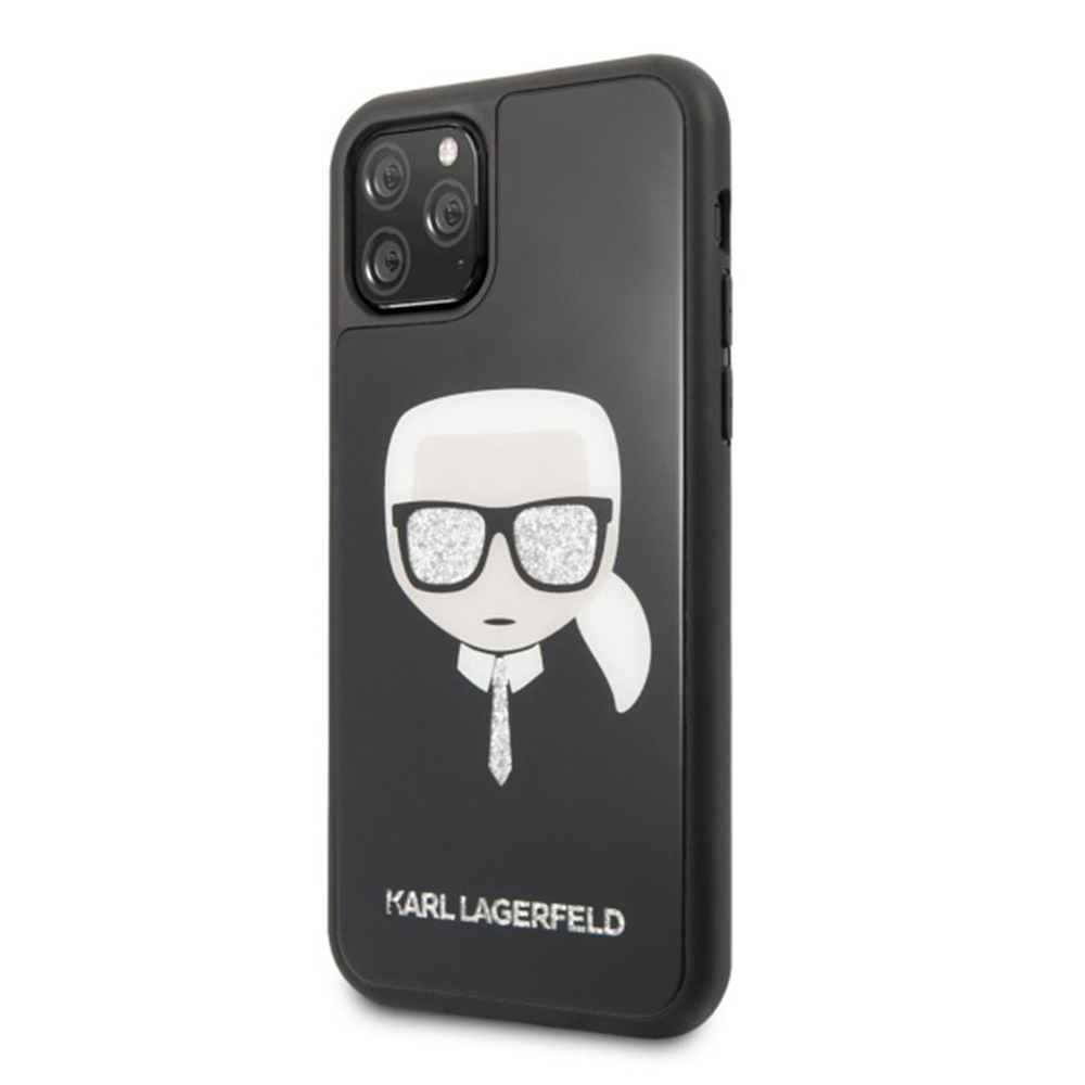 TORBICA KARL LAGERFELD DOUBLE LAYERS GLITTER ZA IPHONE 11 PRO MAX 6.5 CRNA ( KLHCN65DLHBK)