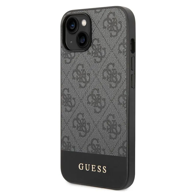 TORBICA GUESS HC PC/TPU 4G PU BOTTOM STRIPE ZA IPHONE 15 6.1 SIVA (GUHCP15SG4GLGR)