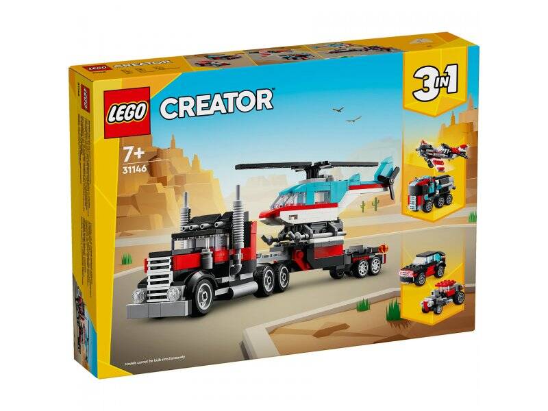LEGO KAMION S RAVNOM PLATFORMOM I HELIHOPTEROM 31146