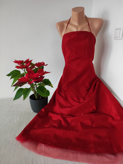 C&A crvena haljina sa tilom vel 36