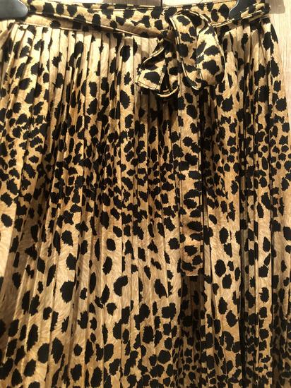 Plise midi suknja na preklop leopard print