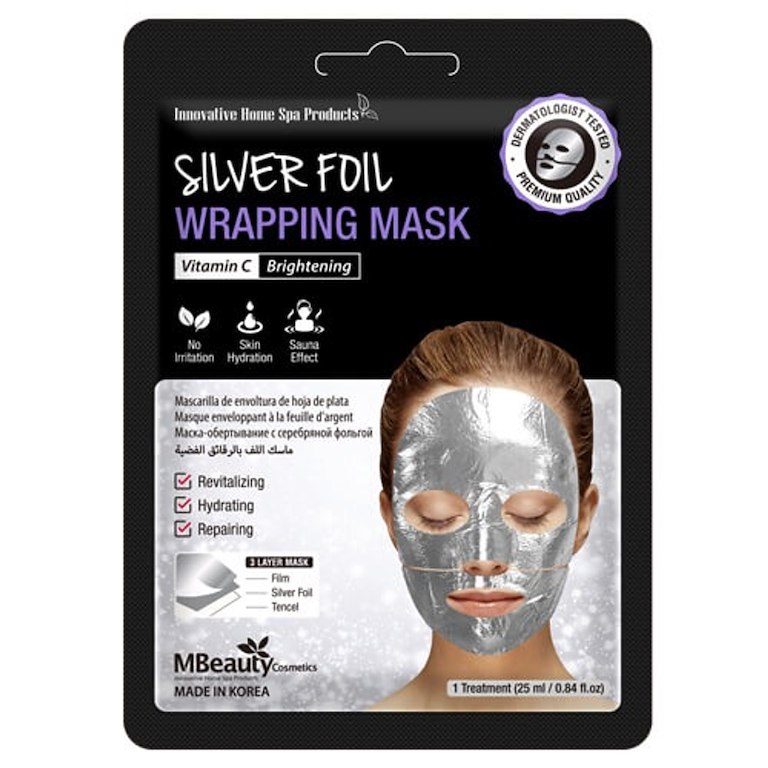 MBEAUTY srebrna maska u foliji sa vitaminom C za blistav ten, 25ml