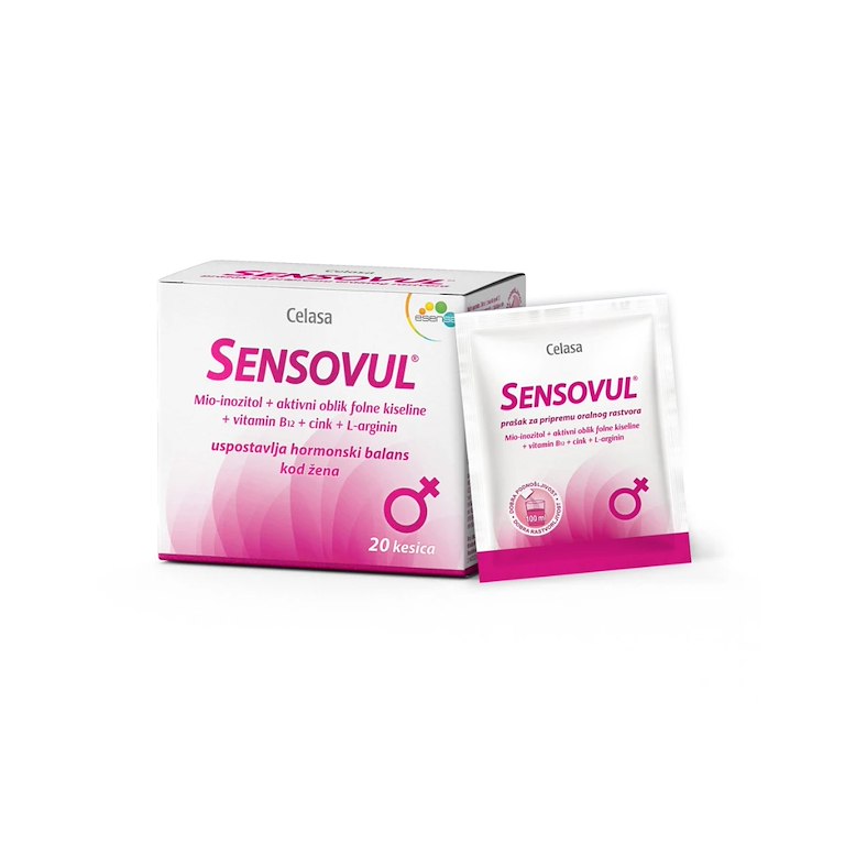 SENSOVUL® Prašak 20 Kesica Mio-inozitol, Folne Kiselina, Vitamin B12, Cink i L-arginin