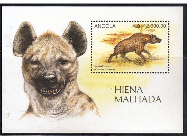 Angola,Fauna-Hijena 1996.,blok,čisto