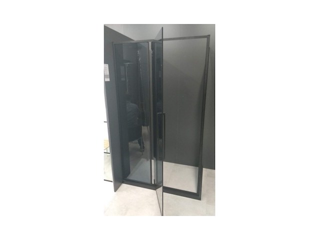 ABSOLUT BLACK 100X80 PIVOT TUŠ KABINA VISINE 200 ZATAMNJENO GREY KALJENO STAKLO 6MM MAT CRNI DARK BLACK RAM - CONCEPT