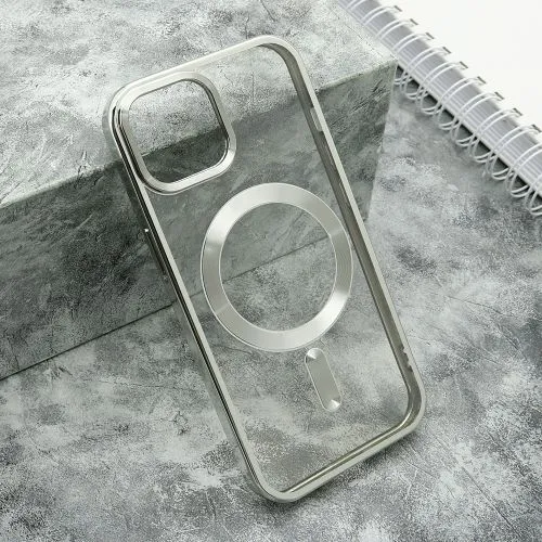 Futrola - maska providna ELEGANT MAGSAFE za iPhone 15 (6.1) srebrna (MS)