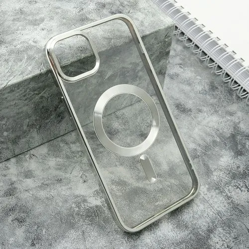 Futrola - maska providna ELEGANT MAGSAFE za iPhone 15 Plus (6.7) srebrna (MS)