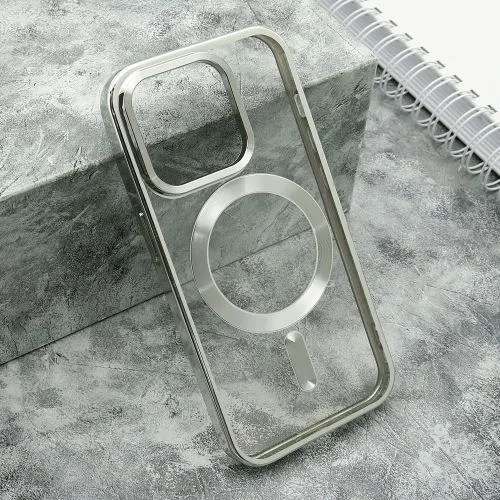 Futrola - maska providna ELEGANT MAGSAFE za iPhone 15 Pro (6.1) srebrna (MS)