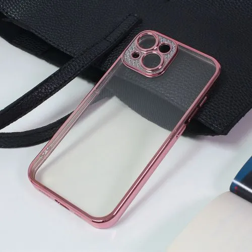 Futrola - maska Silikon Camera Diamond iPhone 14 Plus 6.7 roze