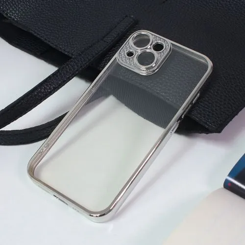 Futrola - maska Silikon Camera Diamond iPhone 14 Plus 6.7 srebrna