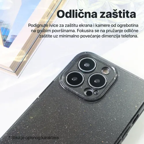 Futrola - maska Sparkle Dust za iPhone 15 Pro 6.1 crna