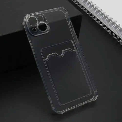 Futrola - maska Transparent CARD POCKET za iPhone 15 Plus (6.7) siva (MS)