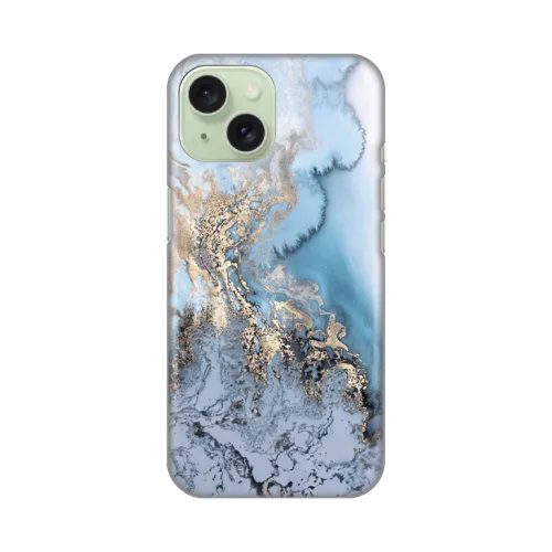 Silikonska futrola - maska print za iPhone 15 6.1 Blue Gold Marble