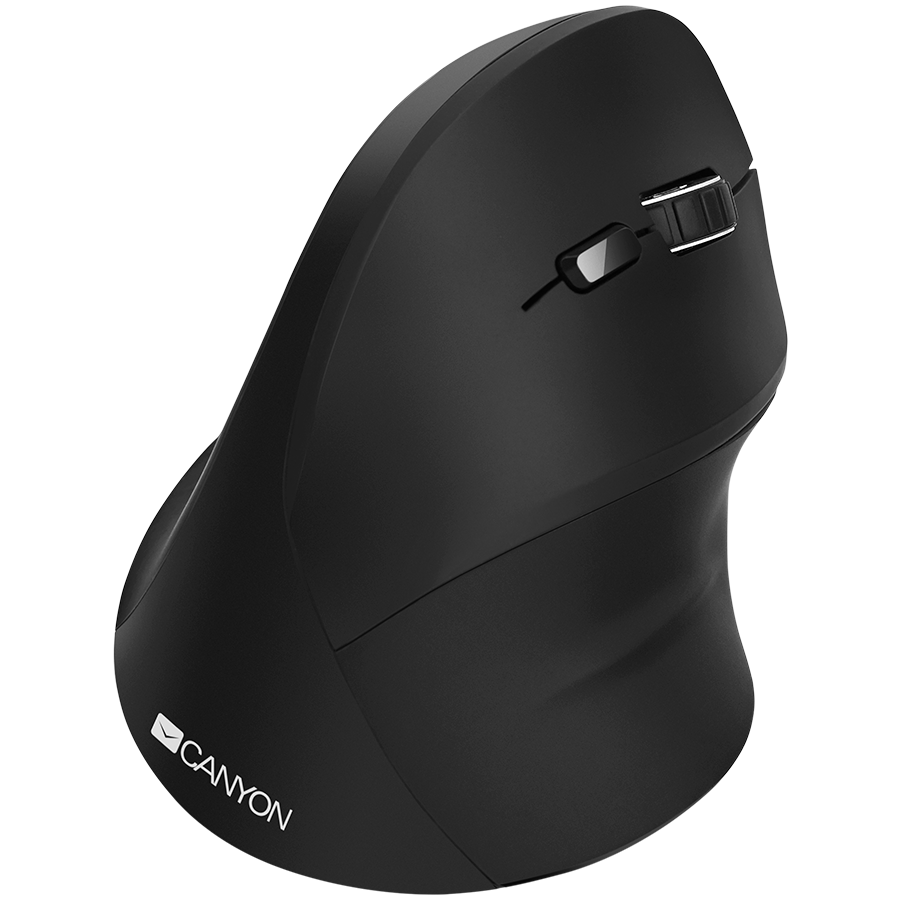 CANYON MW-16 wireless Vertical mouse, USB2.4GHz, Optical Technology, 6 number of buttons, USB 2.0, resolution: 800/1200/1600 DPI, black, size: 86*115*71mm,90gID EK000577422