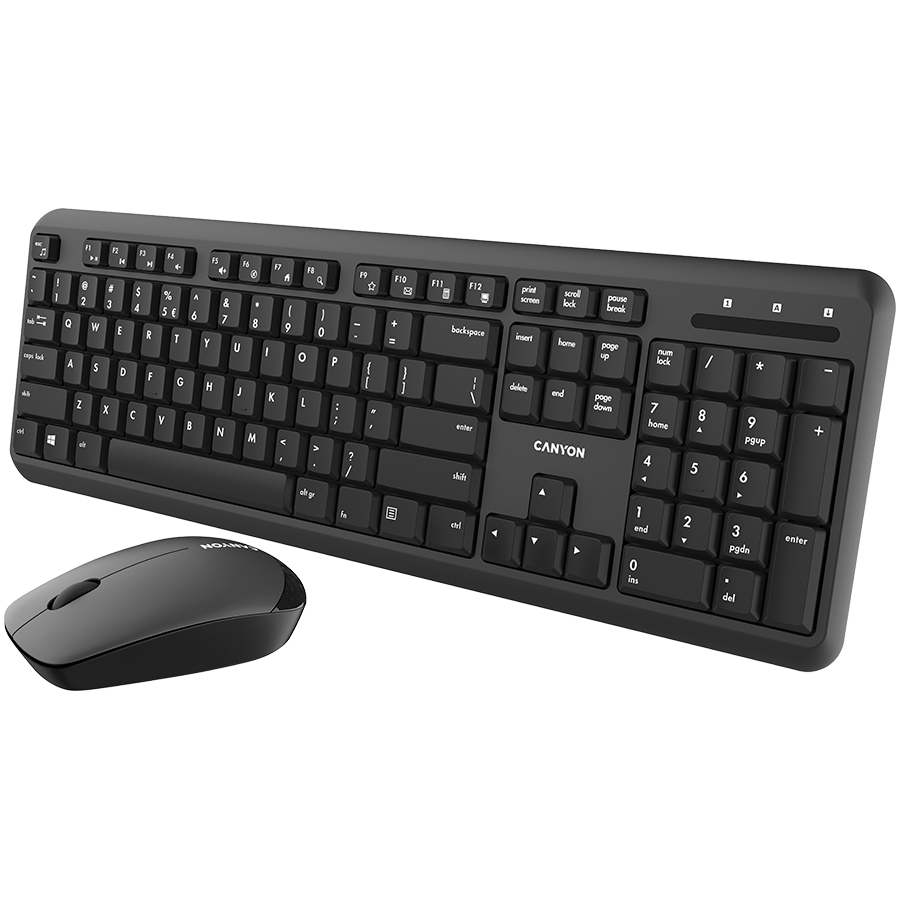 CANYON SET-W20, Wireless combo set,Wireless keyboard with Silent switches,105 keys,AD layout,optical 3D Wireless mice 100DPI, blackID EK000577357