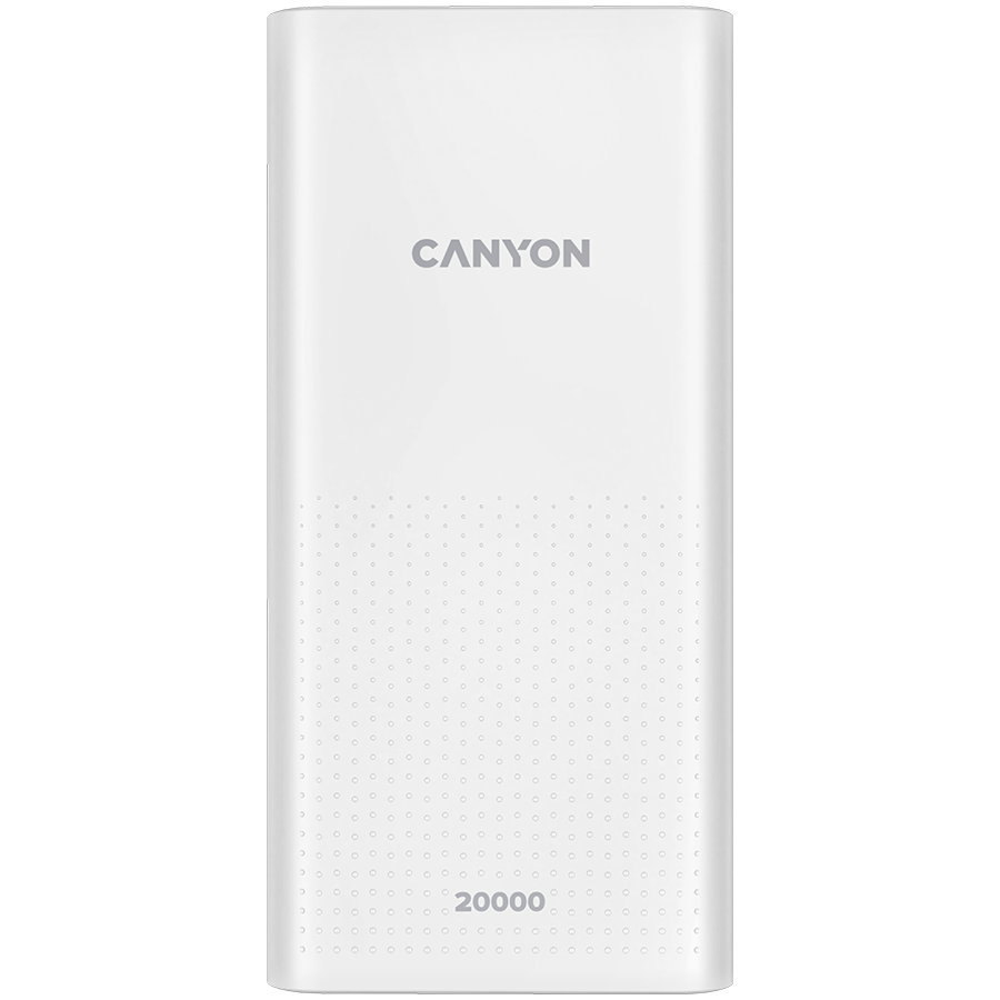 CANYON PB-2001, Power bank 20000mAh Li-poly battery, Input 5V/2A , Output 5V/2.1A(Max) , 144*69*28.5mm, 0.440Kg, whiteID EK000577369