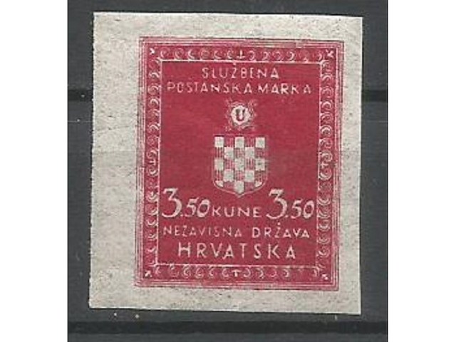 NDH,Službena 3.50 kune 1943.,nezupčana-pelir,čisto
