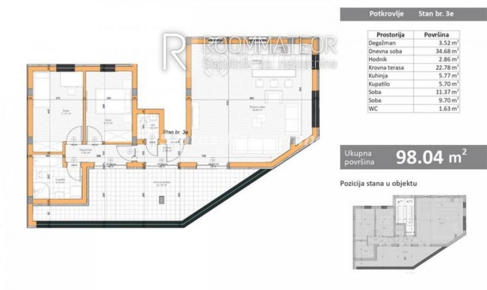 Trosoban stan na prodaju, 101m2, 166.500€