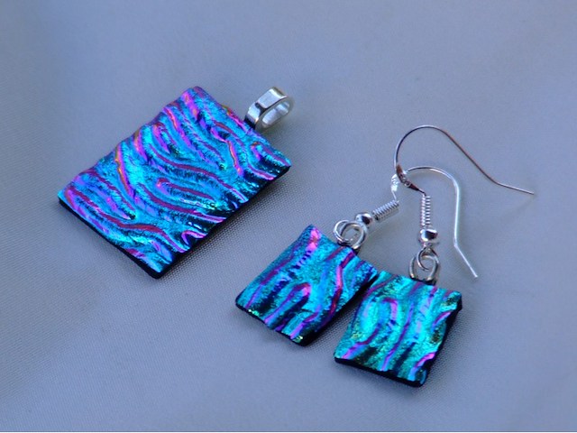 SET Dichroic Staklo - Komplet TIRKIZ-LILA STRIMER