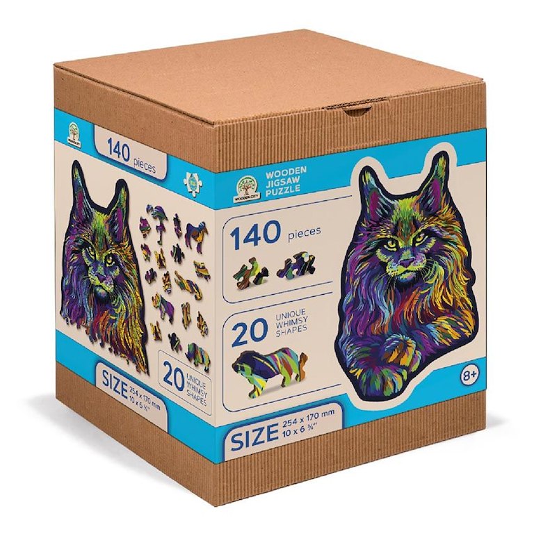 Rainbow Wild Cat Wooden Puzzle M (140 Pieces)