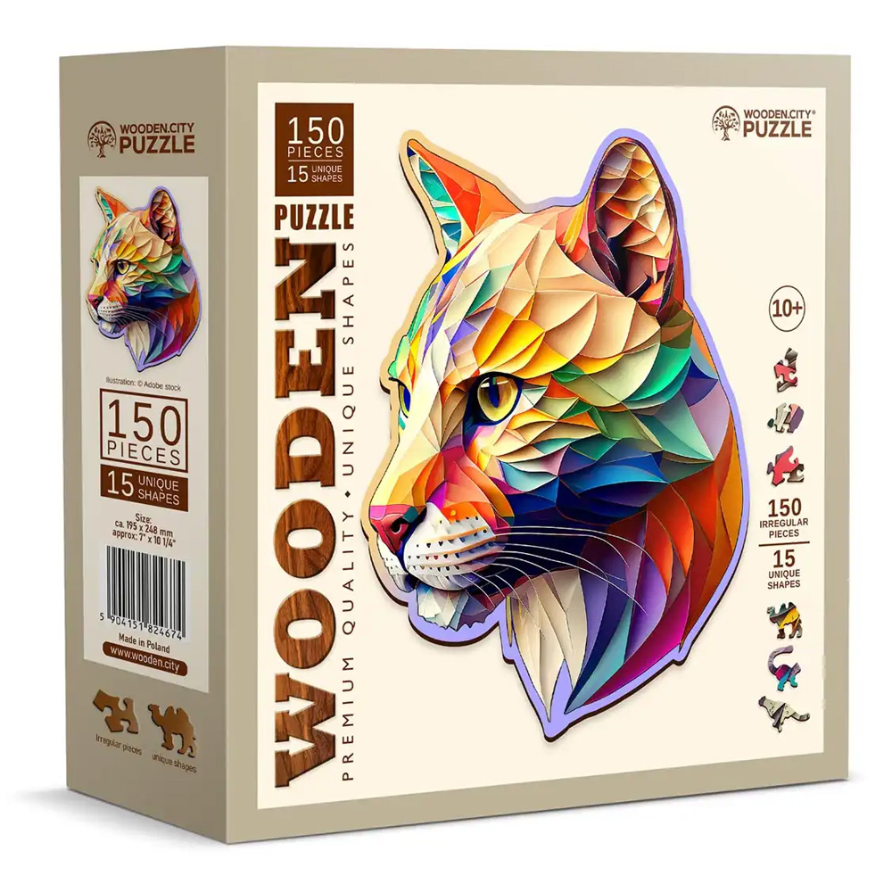 Gaudy Cougar Wooden Puzzle M (150 Pieces)