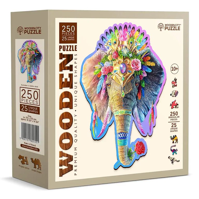 Elegant Elephant Wooden Puzzle L (250 Pieces)