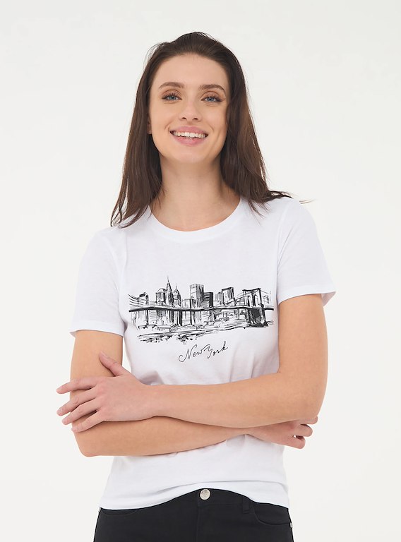 Majica sa printom grad Optička bela