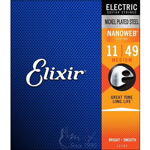 Elixir 12102 Medium 011-049 Žice za električnu gitaru Debljina jedanaestke Nanoweb serija