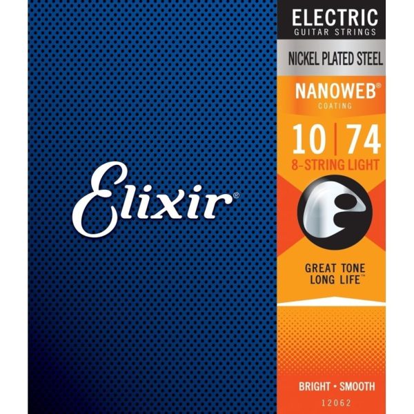 Elixir 12062 žice za osmožičanu električnu gitaru Nanoweb serija Debljina 010-074