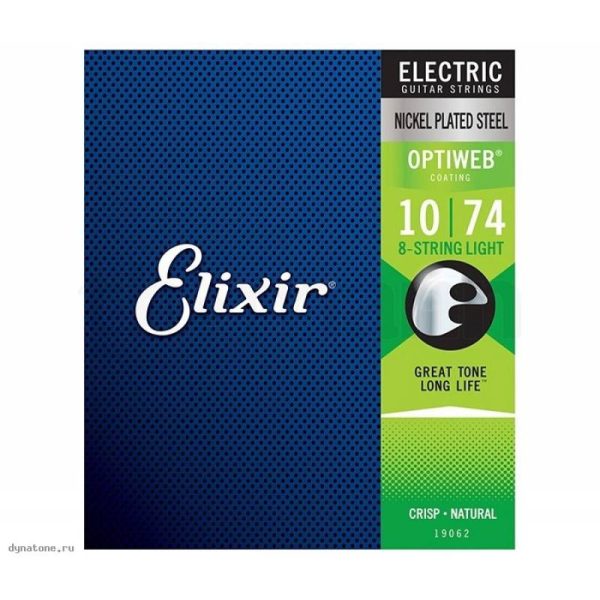 Elixir 19062 Žice za osmožičanu električnu gitaru Debljina 010-074 Optiweb Serija